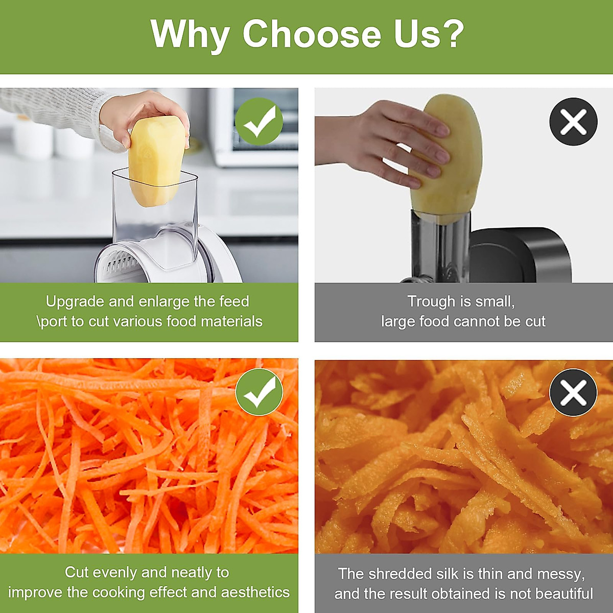 Electric Cheese Grater, Detachable Electric Salad Maker for Home Kitchen Use, Electric Cheese Grater for Block Cheese for Vegetables, Cheeses and Nuts, BPA-Free