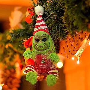 MAOROSIS Christmas Doll Toys, 8" Green Monster Doll Plush Toy, Christmas Santa Plush Toys Stuffed Animal Toy Collectie Doll Christmas Decoration Gifts for Kids Boys Girls