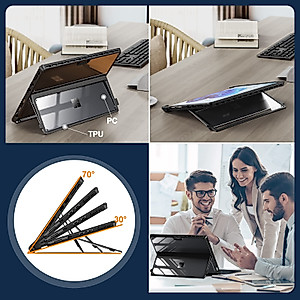 INFILAND Case Compatible with Microsoft Surface Pro 8, High Clear Transparent Shockproof Robust Portable Protective Case Multi-Angle Adjustable Stand for Surface Pro 8 13 Inch 2021 Tablet, Black