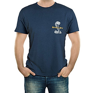 Shelby Cobra Snake Live Fast, Drive Faster Tee T-Shirt | Breathable and Lightweight Fabric | Double Needle Stitched Sleeves and Bottom Hem | Indigo | Size-L