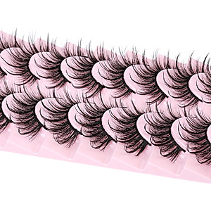 False Eyelashes Fluffy Faux Mink Lashes Wispy Fairy Cat Eye Lashes Spiky Strip Lashes Extension Natural Volume Fake Lashes Pack by GVEFETIEE 8 Pairs Black