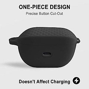 Geiomoo Silicone Case Compatible with JBL Vibe 100 TWS, Protective Cover with Carabiner (Black)