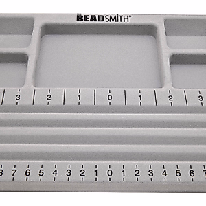 The Beadsmith Mini Bead Board, Grey Flocked, 4 Straight Channels, 5 Recessed Compartments, 7.75 x 11.25 inches, Design Boards for Creating Bracelets, Necklaces and Other Jewelry