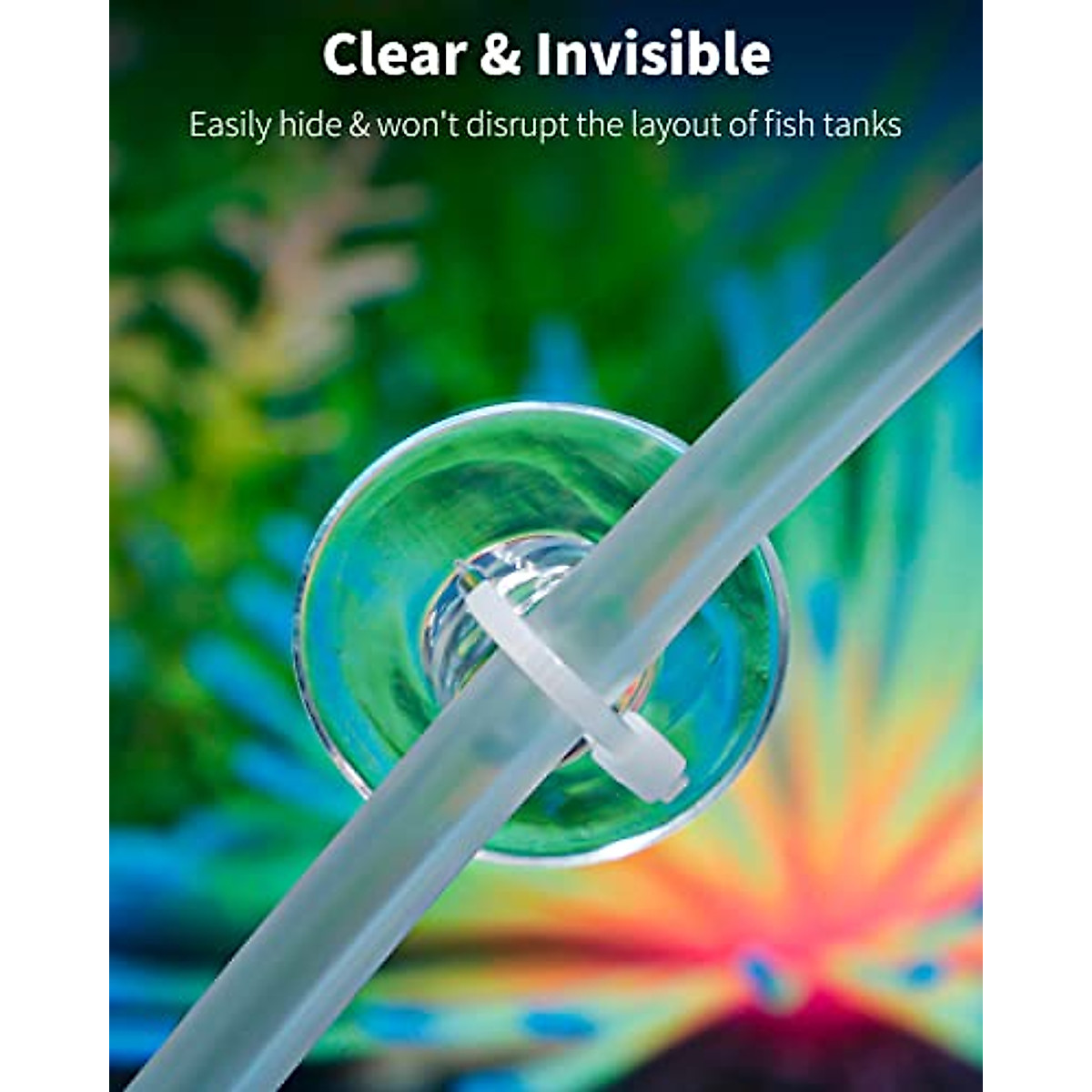 Pawfly 20 Pack Aquarium Suction Cups and 40 Pieces Adjustable Zip Ties Cables Set Fish Tank Tools for Binding Moss Holding Airline Tubing Decorations Shrimp Nests and Reptile Hammocks