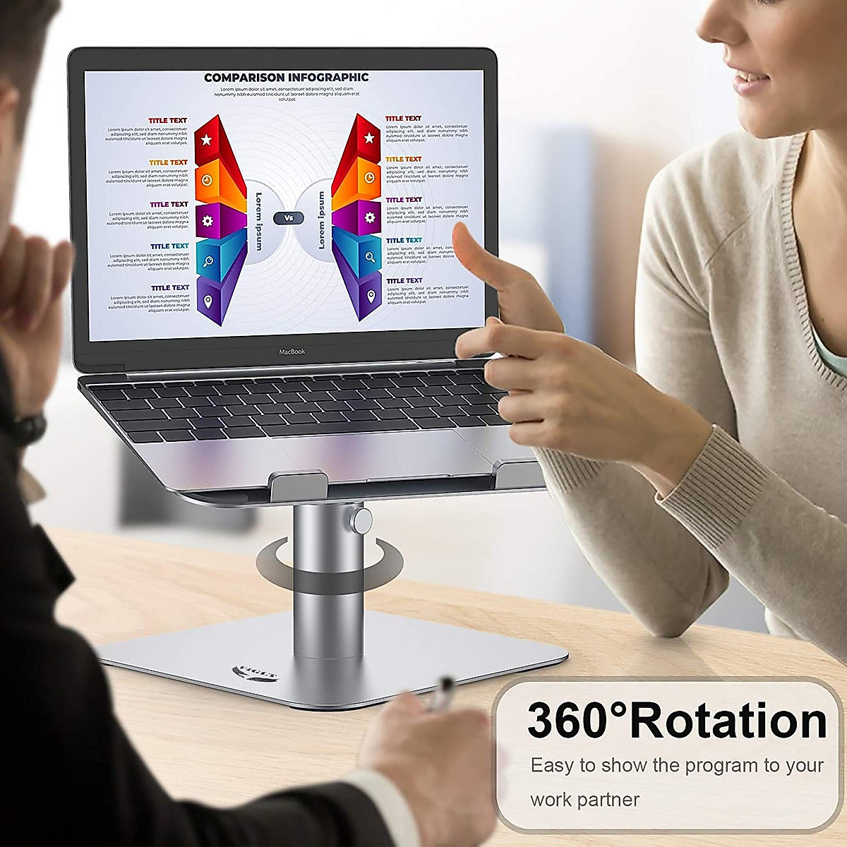 Laptop Stand, Adjustable Laptop Stand Holder for Desk Apple MacBook/Air/Pro/Dell/HP and Lenovo, Laptop Riser with 360°Rotation Multi-Angle Height Adjustable Computer Stand for More Notebooks 10-17"