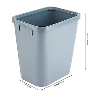 Waste Bin Rectangular Thick 8 L Plastic Open Top Waste Basket for Kitchen Bathroom Hotel Office 6.7in x 9.6in x 10in (Grey)