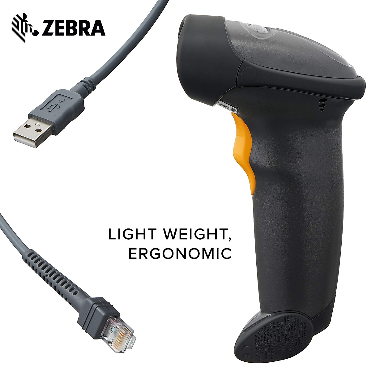 Symbol Zebra LS2208 Series Corded Handheld Standard Range Laser Scanner Kit with Gooseneck Stand and Cable Twilight Black LS2208-SR20007R-NA