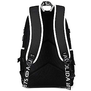 HUIHSVHA Anime Print Backpack Large Capacity School Laptop Bag with USB Charging Port Travel Daypack For Adult Boys Girls