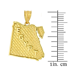 Solid 14k Yellow Gold Egypt Map Shape Charm Pendant