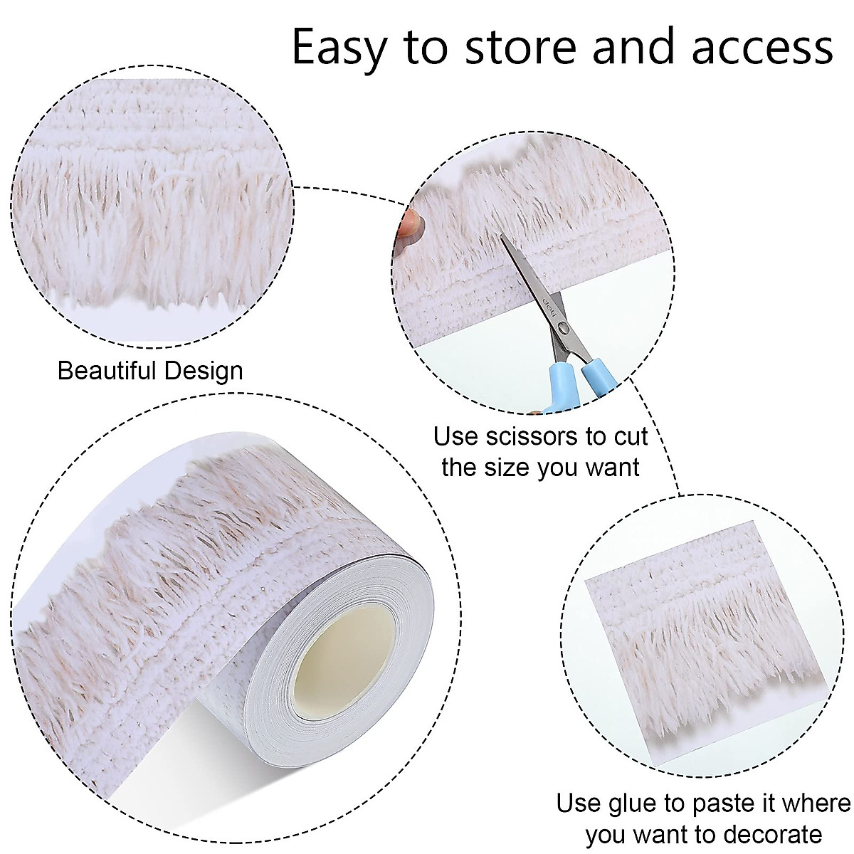 Boho Fringe Straight Borders Knotted Fringe Bulletin Board Border Strips 65.6 Feet x 2.99 Inch Boho Fringe Borders Decorations Tassel Fringe Trim for Classroom Home School Blackboard