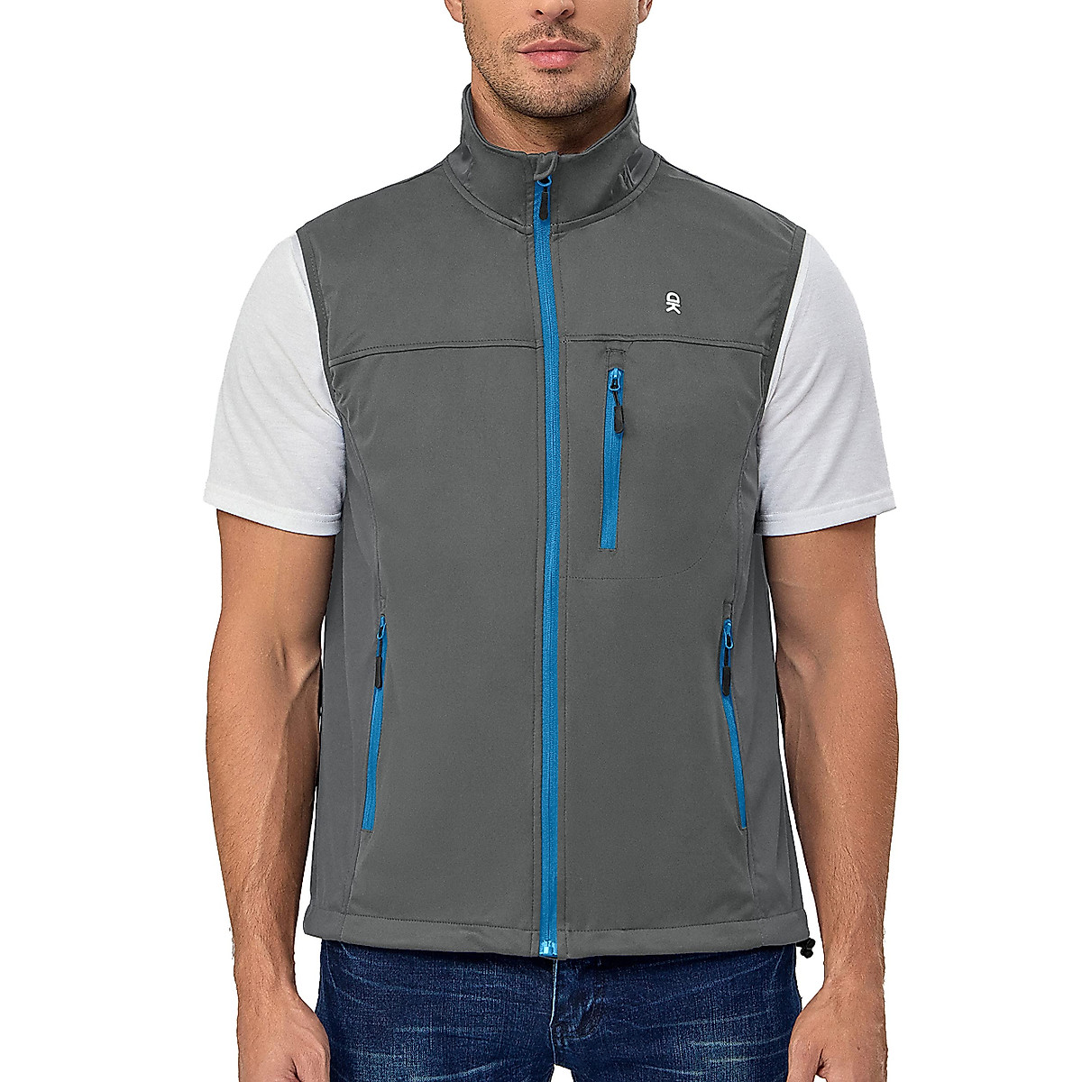 Little Donkey Andy Men's Softshell Vest, Lightweight Golf Vest Windproof Sleeveless Cycling Jacket for Running, Hiking (Pure Grey M)