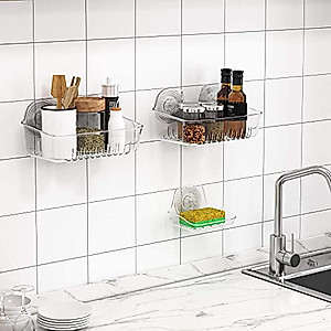 UDD Clear Shower Caddy with Soap Dish, Bathroom Shower Organizer Storage Shower Rack Wall Adhesive Shower Shelves for Dorm Bathtub, 3 Pack