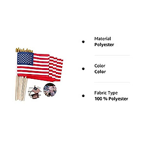 Small American Flags on Stick 5x8 Inch/12 Pack - Mini Ameirican Flags/Handheld American Wooden Stick Flag Spear Top