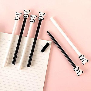 12pcs 0.5mm Cute Kawaii Animal Panda Pens Black Ink Gel Pens Fine Point Roller Pens (White)