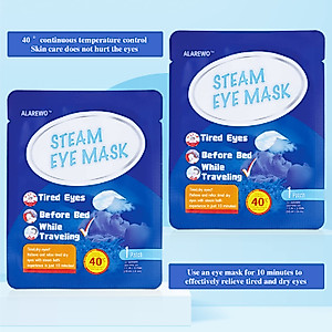 ALAREWO 22 Packs Steam Eye Mask Self Heating Moist Eye Compress Disposable SPA Warm Eye Mask for Dry Eyes, Eye Fatigue, Stress Relief, Soothing Headache Travel Trouble Sleeping (Unscented)