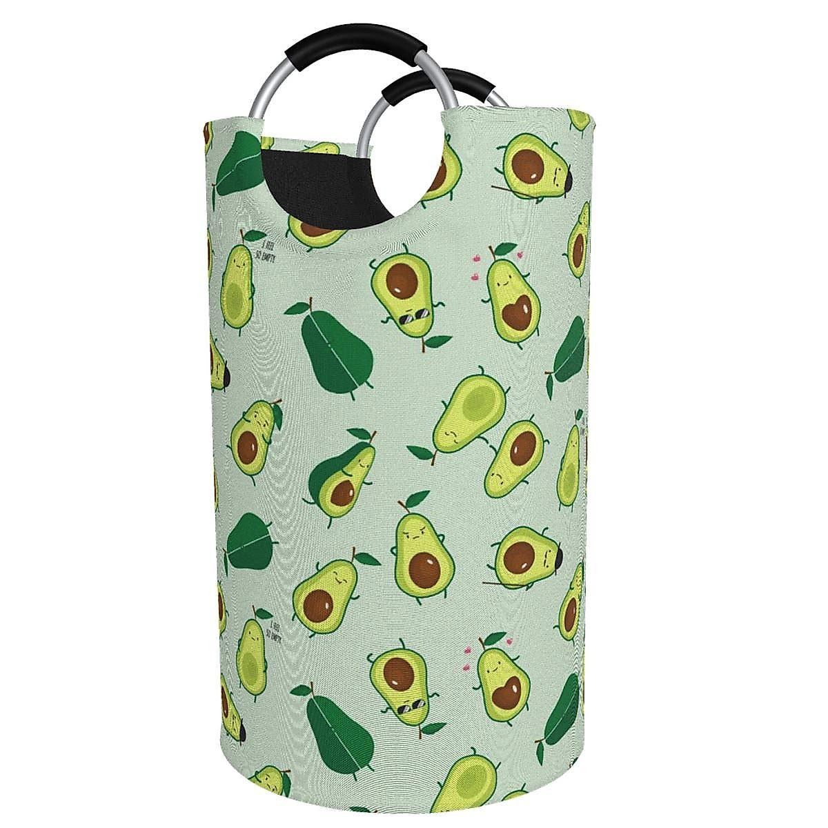 Dujiea 82l X-Large Laundry Basket Tall, Green Cute Avocado Collapsible Laundry Hampers with Aluminium Handles Big Clothes Basket Kids Laundry Bin Round Storage Basket for Dorm Room