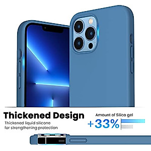 ORNARTO Shockproof Liquid Silicone Designed for iPhone 13 Pro Max Case 6.7", Gel Rubber Comprehensive Protection Anti-Shock Cover Case Drop Protection 6.7inch-Blue