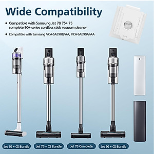 8 Pack VCA-ADB90 Dust Bag Compatible with Samsung VCA-SAE903/AA & VCA-SAE904/AA, Replacement Bags for Jet 75 Complete 75+ 90+ 70+ Series Stick Cordless Vacuum Cleaners, Compared to Part VCA-ADB90/XAA