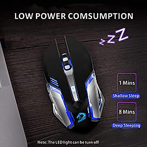 Uciefy X96 Wireless Gaming Mouse, Rechargeable Silent Mouse 4 Breathing Led Light Optical Mice with Nano USB Receiver, 2400 DPI High Precision Laser for Computer/Laptop/Mac/PC (Black)
