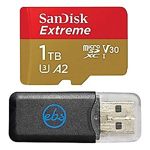 SanDisk Extreme 1TB Memory Card for GoPro Action Camera Hero 11 Black and Hero11 Black Mini (SDSQXAV-1T00-GN6MN) V30 A2 UHS-I U3 Class 10 Bundle with 1 Everything But Stromboli MicroSDXC Card Reader