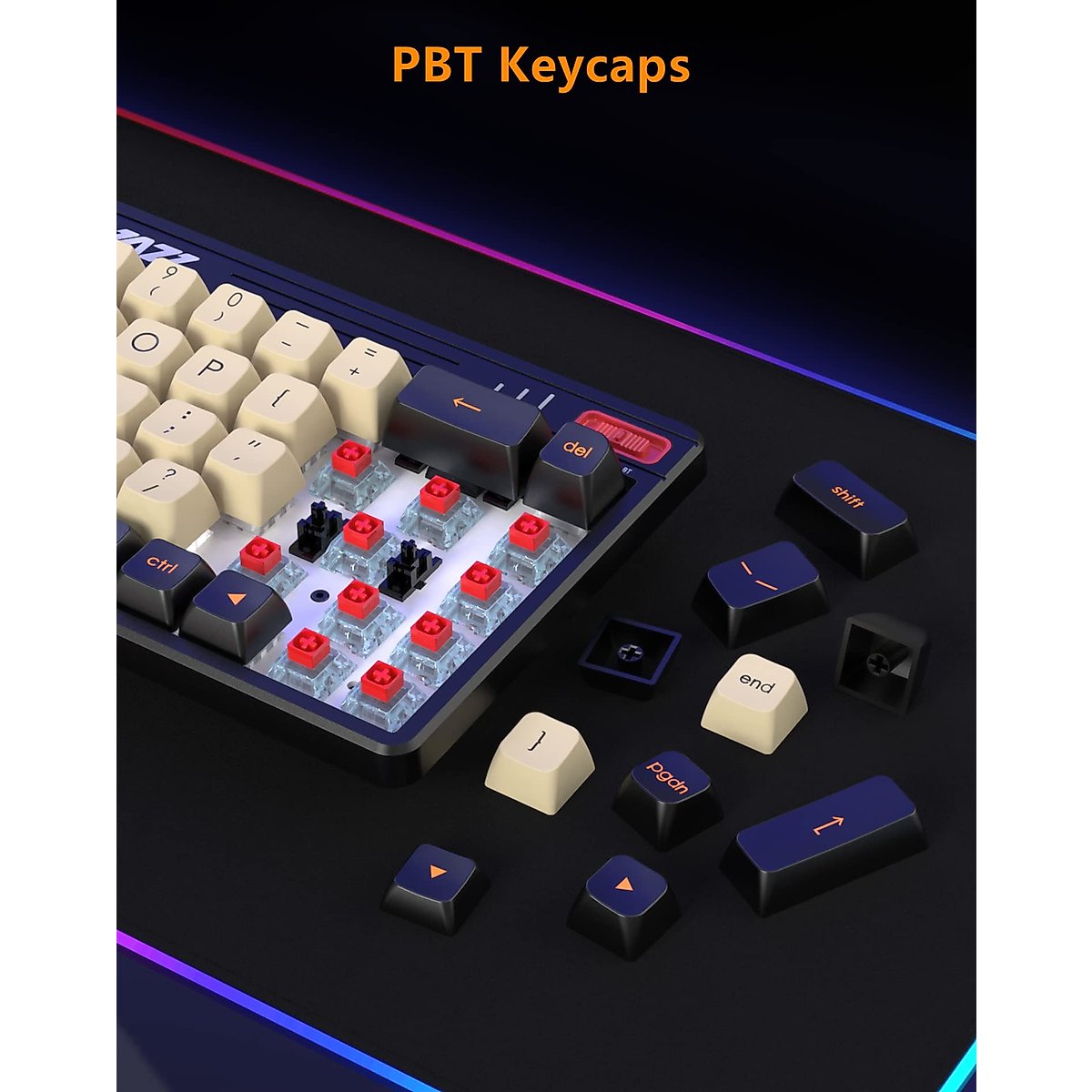 FIRSTBLOOD ONLY GAME. K690T Hot-Swappable 60% 2.4G Wireless/Bluetooth 5.0/USB Wired Triple Mode Mechanical Keyboard, 69 Keys Compact Gaming Keyboard, PBT Keycaps RGB Backlit, Brown Switch
