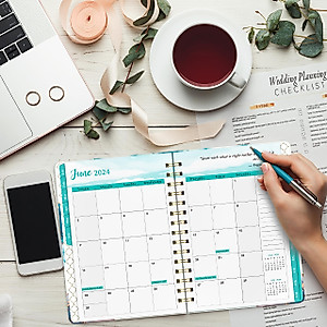 2024 Planner - 2024 Weekly & Monthly Planner with Tabs, 6.3" x 8.4", January 2024 - December 2024, Hardcover Planner 2024 with Back Pocket + Thick Paper + Twin-Wire Binding - Contrast Watercolor