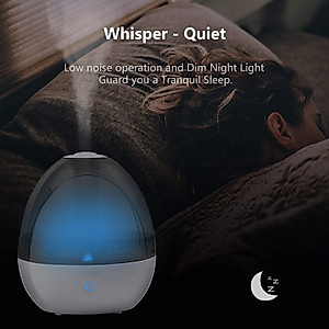 Cool Mist Humidifiers Whisper-Quiet, Humidifiers for Baby with High Low Mist, No Filter Humidifiers for Compact Rooms, Waterless Auto-Off, Night Light, 2L Capacity, ETL Approved