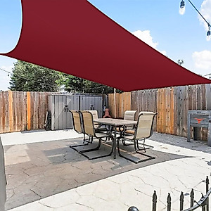 E&K Sunrise 12' x 12' Waterproof Sun Shade Sail Outdoor Rectangle Canopy Shade Cover UV Block for Pergola Patio Backyard Garden Deck (Red)