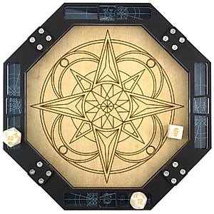 C4Labs Dice Tray 10" Octagon Laser Etched Wood - Compass - Blue