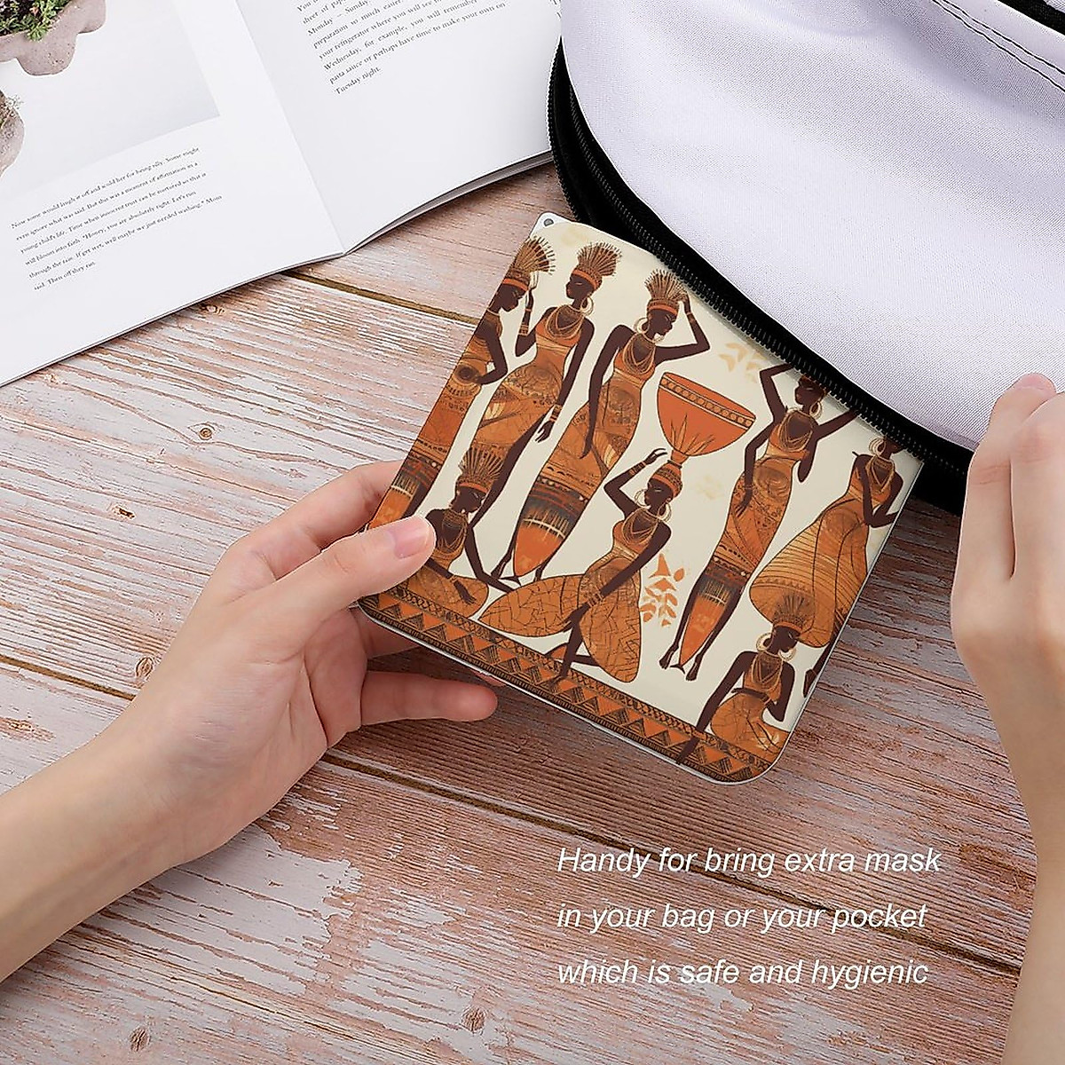 Lightweight Masks Storage Box, African Tribal Woman Print Stylish & Portable Masks Holder, Modern Mask Case Mask Protection Box Compact Mask Case