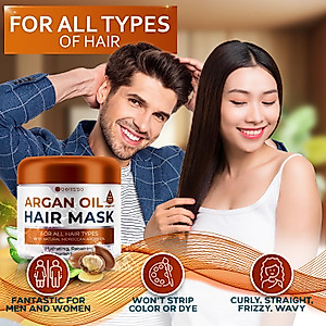 Moroccan Argan Oil Mask - Deep Conditioning Moisturizer for Dry, Extremely Damaged Hair - Hydrating Repair Treatment for Split Ends - With Collagen and Keratin for Curly, Frizzy and Color Treated Hair