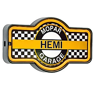 Mopar Hemi Garage - Licensed Reproduction Vintage Advertising Marquee Sign - Battery Powered LED Neon Style Light - 17 x 10 x 3 Inches