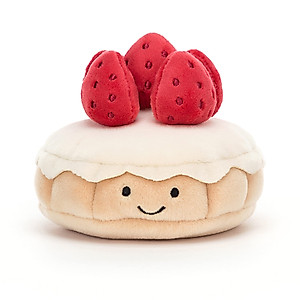 Jellycat Pretty Patisserie Tarte Aux Fraises Stuffed Toy, 4 inches | Pastry Plush | Great Gift Idea