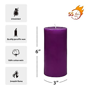 Zest Candle 3" x 6" Purple Pillar Candle, 3" Diameter x 6" H