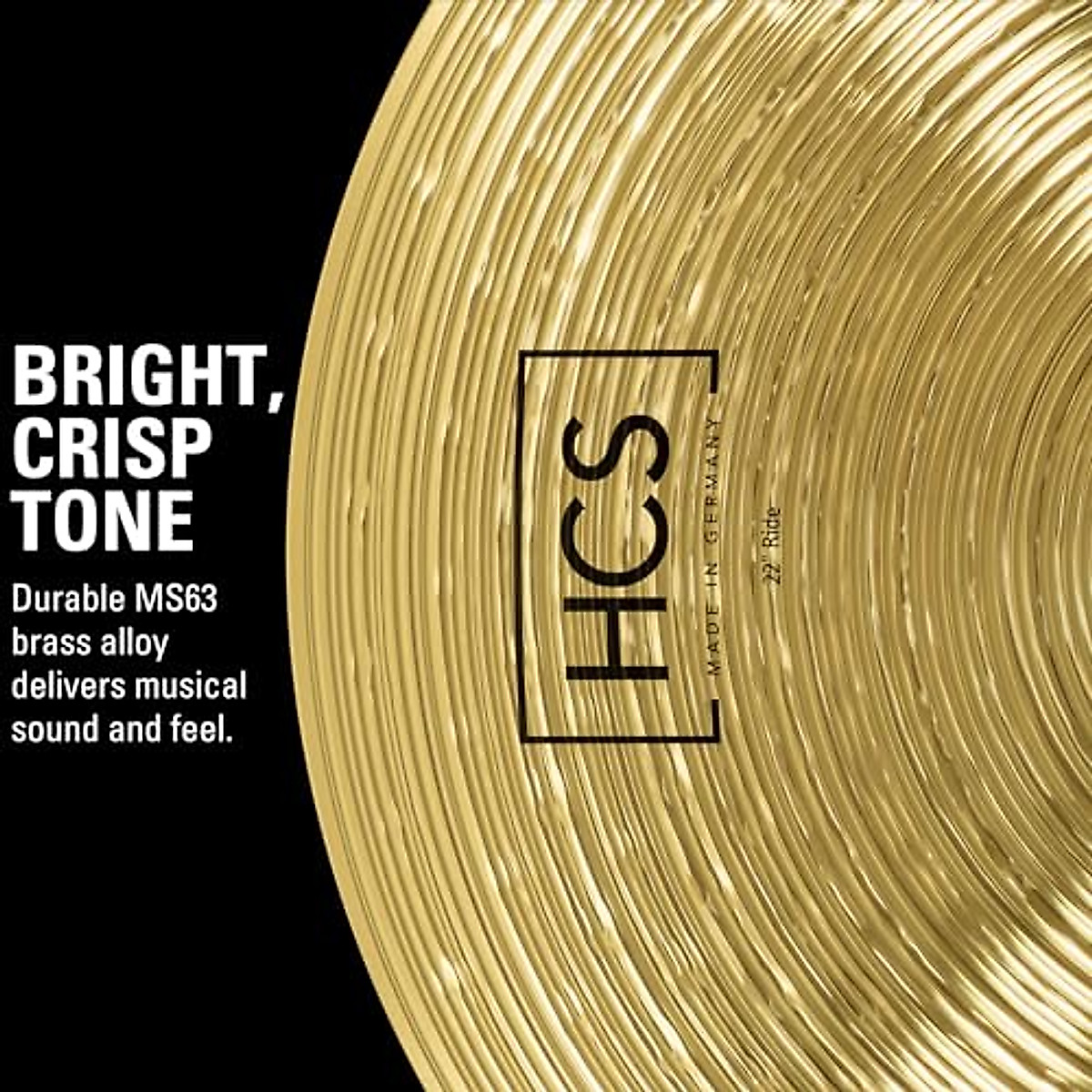 Meinl Cymbals HCS 22” Ride Cymbal for Drum Set — Made in Germany — Traditional Medium Brass, 2-Year Warranty (HCS22R)