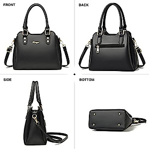 XIAOYU Purses and Handbags for Women Fashion Tote Bag Shoulder Bag Top Handle Satchel Purse Set 2pcs (Black)