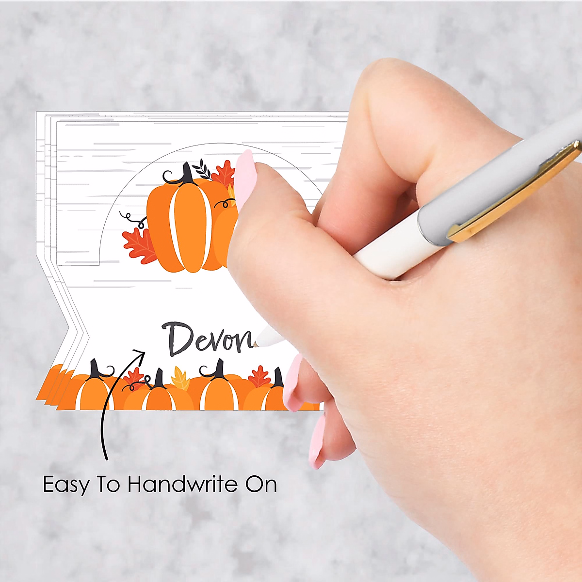 Big Dot of Happiness Fall Pumpkin - Halloween or Thanksgiving Party Tent Buffet Card - Table Setting Name Place Cards - Set of 24