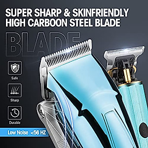 Zesuti Professional Hair Clippers for Men with Beard Trimmer Set,Cordless 2 Adjustable Speeds Barber Hair Clipper Haircut Kit & T-Blade Trimmer USB Rechargeable Hair Cutting Grooming Kit