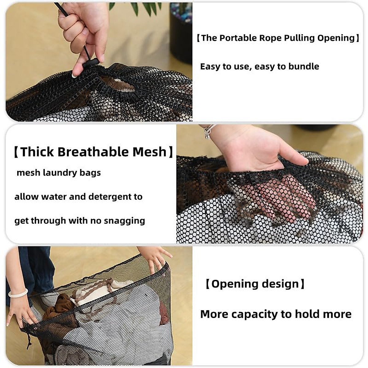 Mesh Laundry Bag - With Drawstring Closure 31×24 Inch Large Laundry Bag Ideal Machine Washable Mesh Laundry Bag for Factories,College,Dorm and Apartment Dwellers (Black,2Pcs)