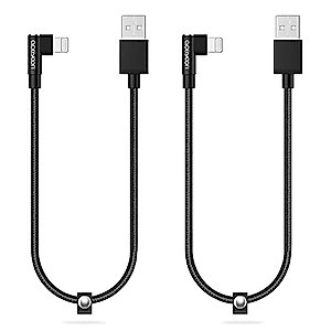 aceyoon [2 Pack MFi Certified Lightning Cable, Right Angle 1.6ft Braided USB to 90 Degree iPhone Charger L Shaped Data Sync Elbow Powerline Cord for i12/12 Pro, i11/11 Pro, XS Max, XR, XS