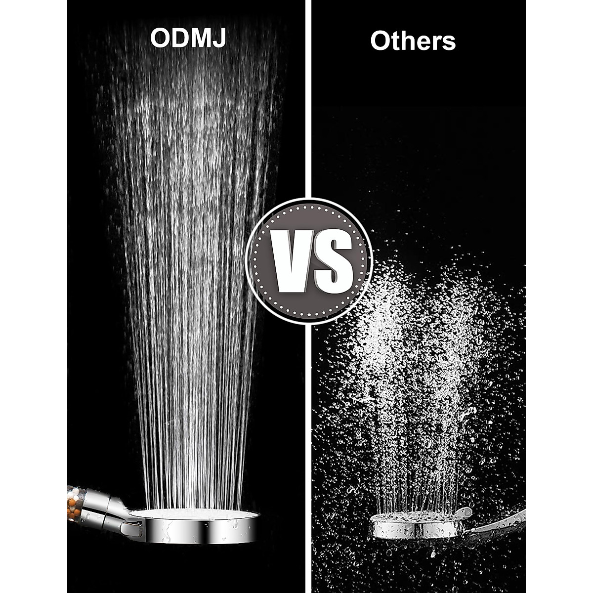ODMJ Filtered Shower Head, High Pressure Shower Head with 6 Settings, Handheld Shower Head with 59" Hose and Bracket, Shower Head Filter for Hard Water, Water Saving Spray Soft Spa Shower Head