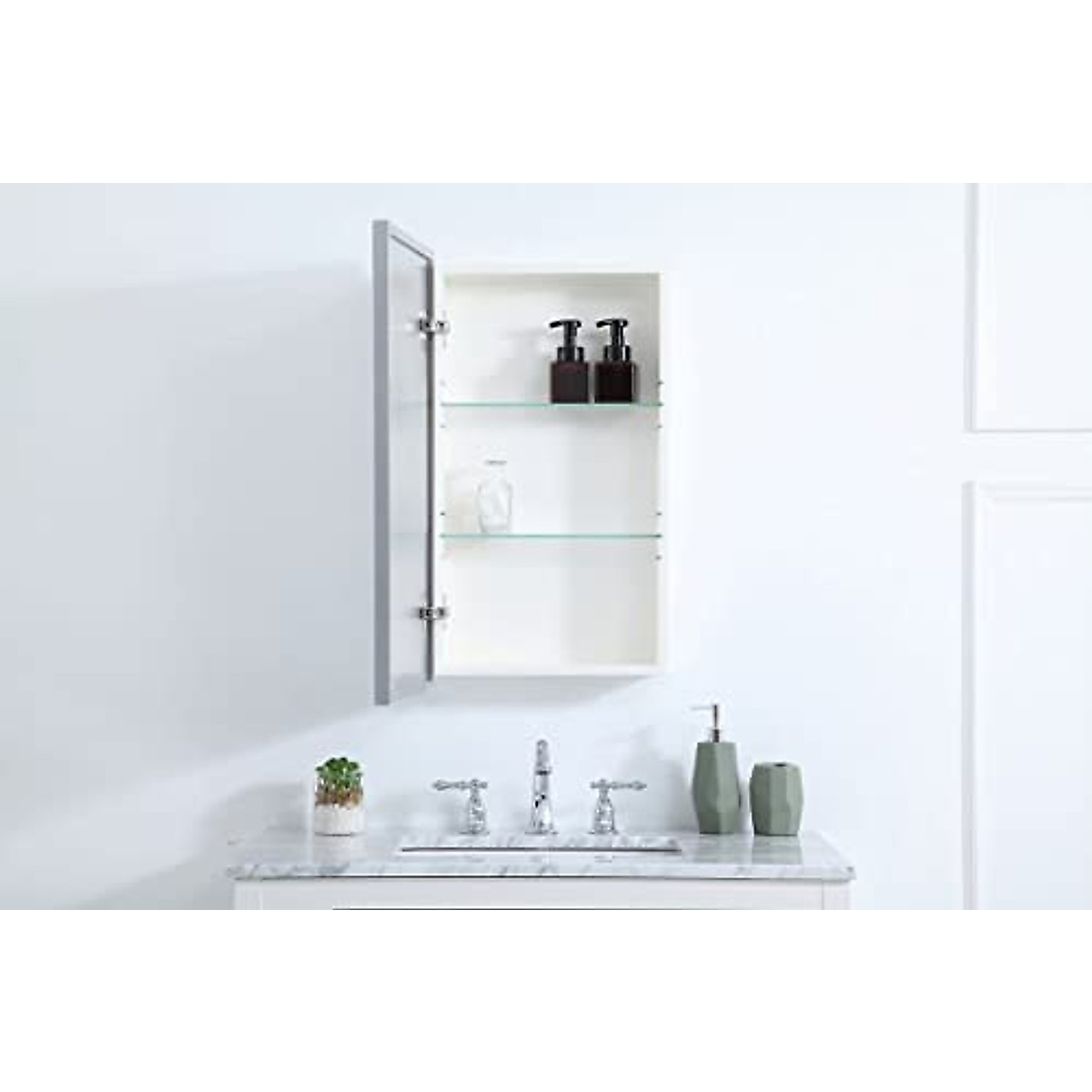 Elegant Decor Metal Mirror Medicine Cabinet 17 inch x 28 inch in Black