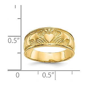 Solid 14k Yellow Gold Ladies Irish Claddagh Celtic Ring Band Size 9