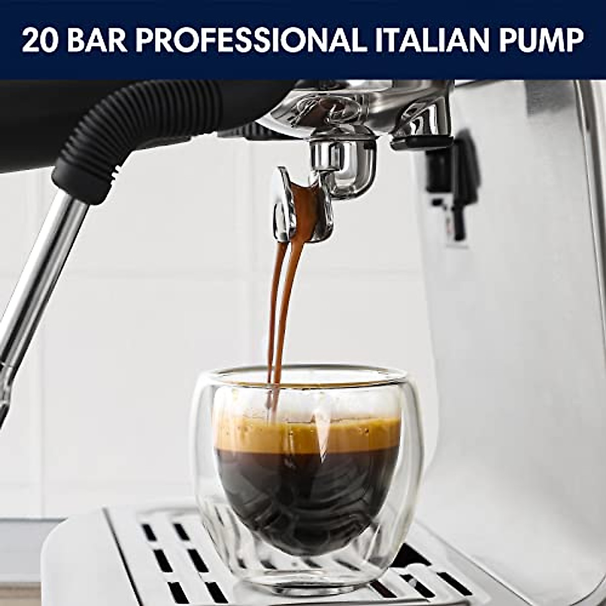 Espresso Machine with Grinder and Milk Frother, 20 Bar Semi Automatic Espresso Coffee Machine Latte and Cappuccino Coffee Maker All in One Espresso Machine For Home Barista, Brushed Stainless Steel