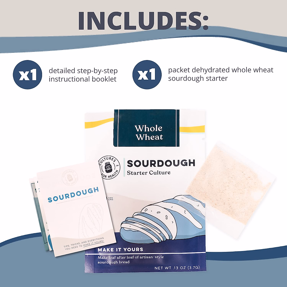 Cultures for Health Whole Wheat Sourdough Starter | Dehydrated Heirloom Culture for DIY Artisan Bread | Perfect for Muffins, Pancakes, Whole Wheat Pasta, & More | Non-GMO Prebiotic Sourdough Bread