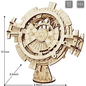 ROKR 3D Wooden Perpetual Calendar Puzzle,Mechanical Gears Toy Building Set,Brain Teaser Games,Engineering Toys,Family Wooden Craft KIT Supplies-Great Birthday for Husband Wife Adult