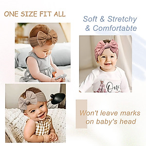 Yxiang 6 Colors Nylon Headbands with Bows, Handmade Hair Accessories for Newborn, Infant, Toddler, and Kids Girls