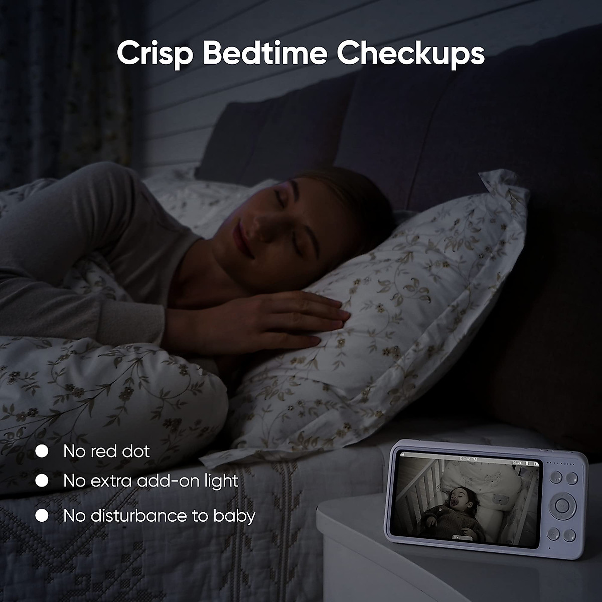 bonoch Video Baby Monitor No WiFi, Local Storage+Playback, 1080p HD Camera&Display, Baby Monitor with Camera and Audio, 7800mAh, 1800ft Range, Motion&Sound Detection, Hack-Proof, Additional 110° Lens