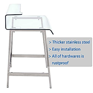 SMARTIK Modern Computer Desk Thicken Glass Desk for Small Spaces, Writing Desk Workstation Office Desk, Easy Assembly Writing Computer Desk for Home (S-Desk-002)