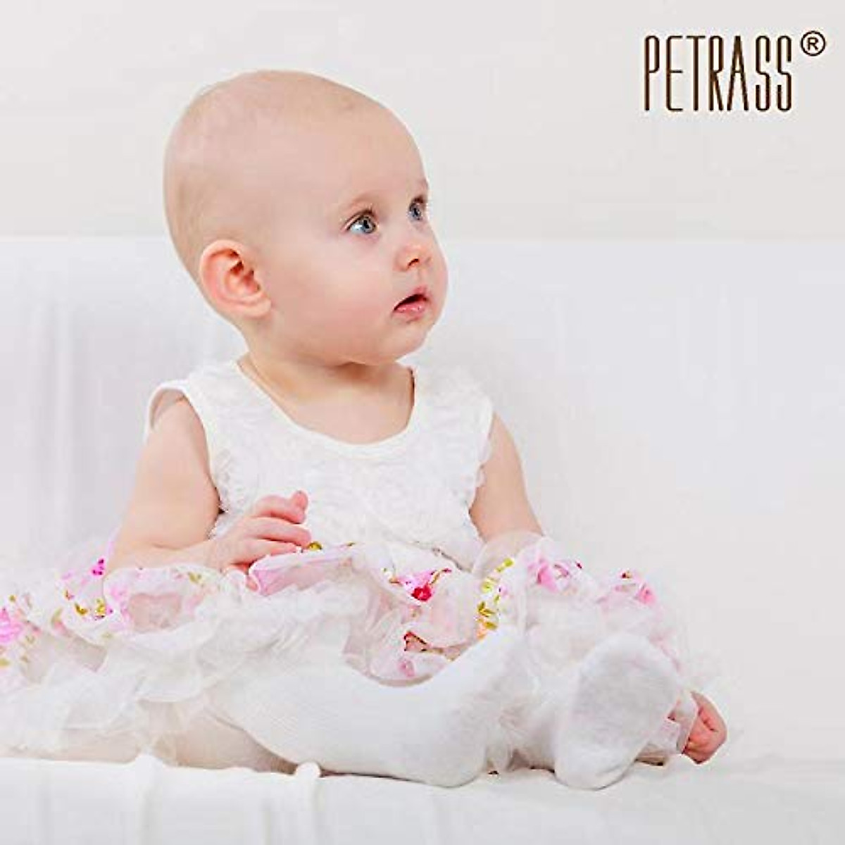 Petrass Baby Girls Cable Knitted Tights Infant Full-Footed Seamless Cotton Tights New-born Girls Seamless Leggings (Black/Ivory/Grey, 0-3 Months)